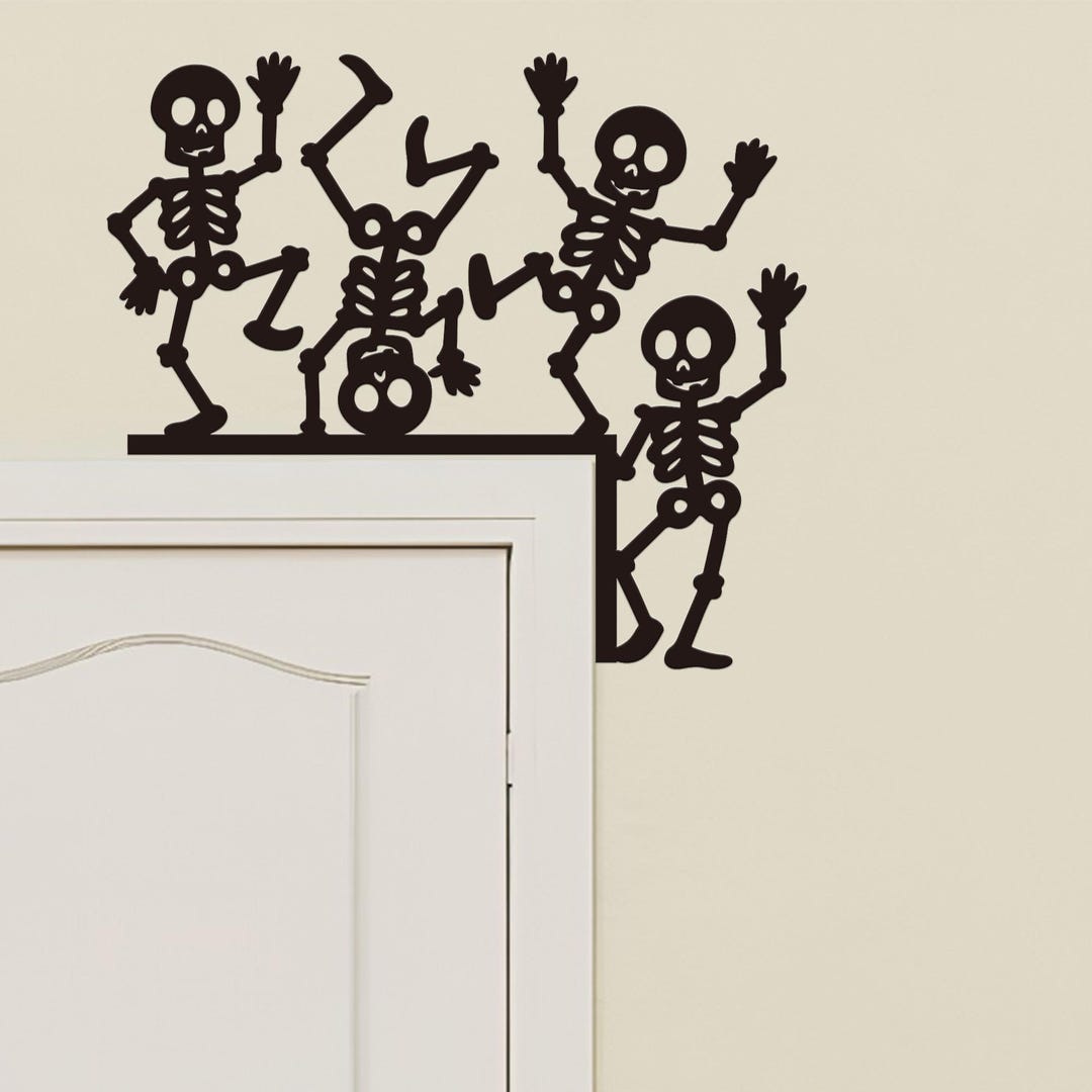 Halloween Skull Door Topper, Spooky Skeleton Halloween Door Corner ...