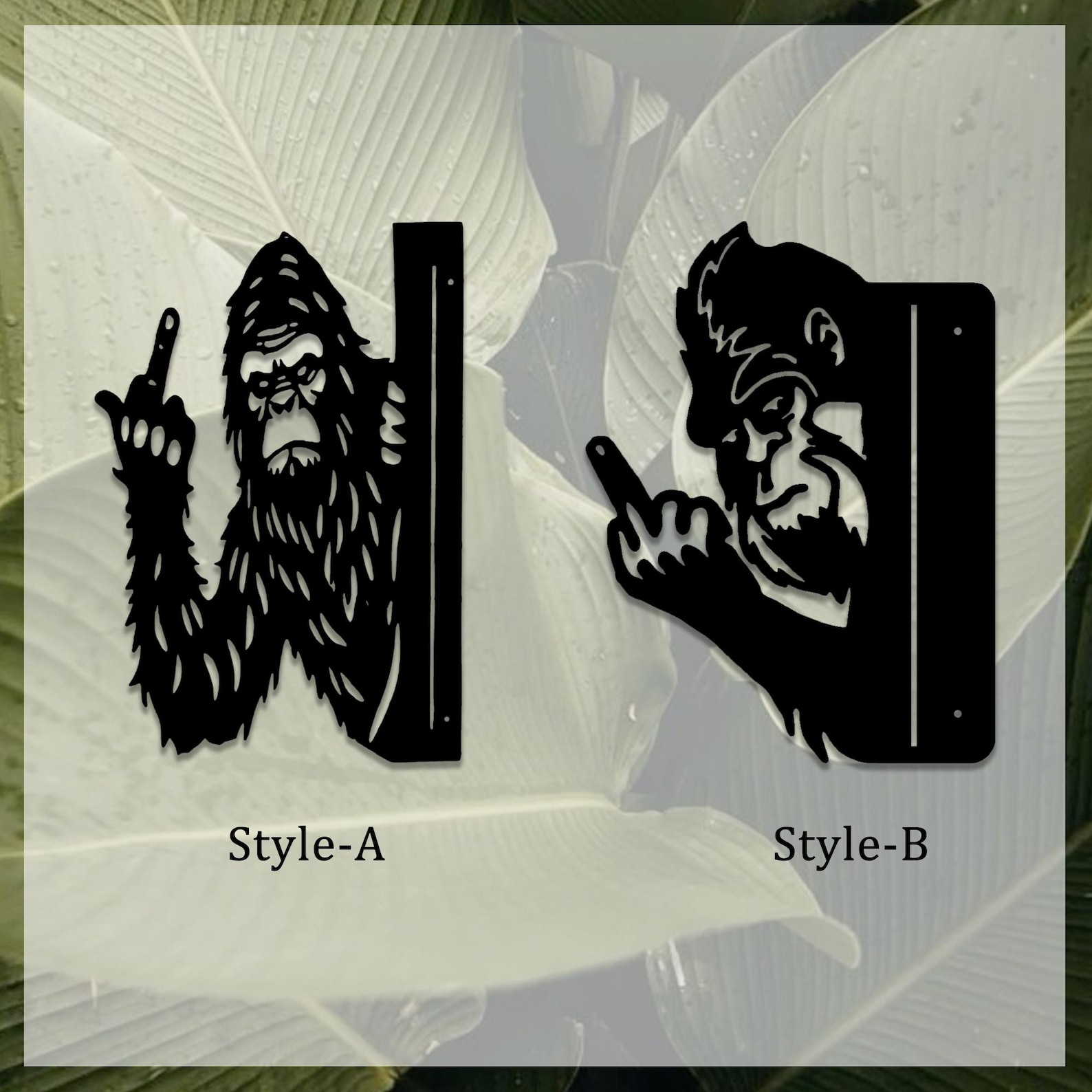 Flipping off Bigfoot Metal Sign, Peek-a-boo Flipping off Bigfoot Metal ...