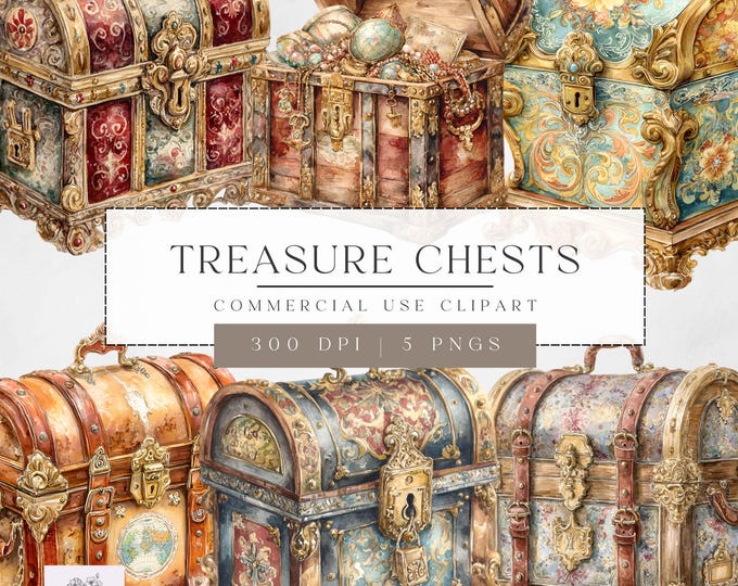 Treasure Chest Clipart, Treasure Hunt PNG, Pirate Digital Clip Art ...