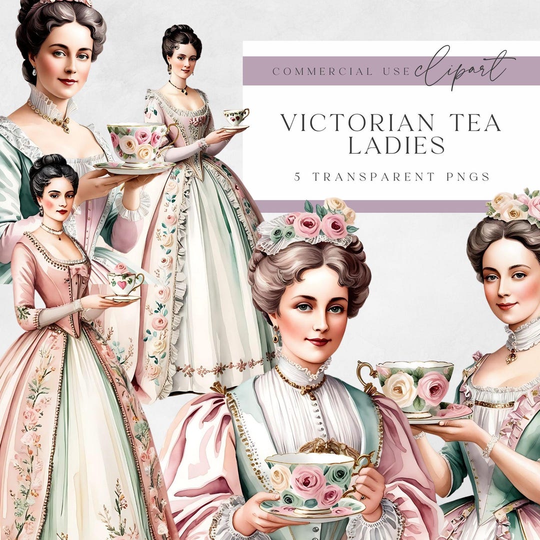 Victorian Lady Clipart - Victorian Tea Ladies - Tea Party Women Instant ...