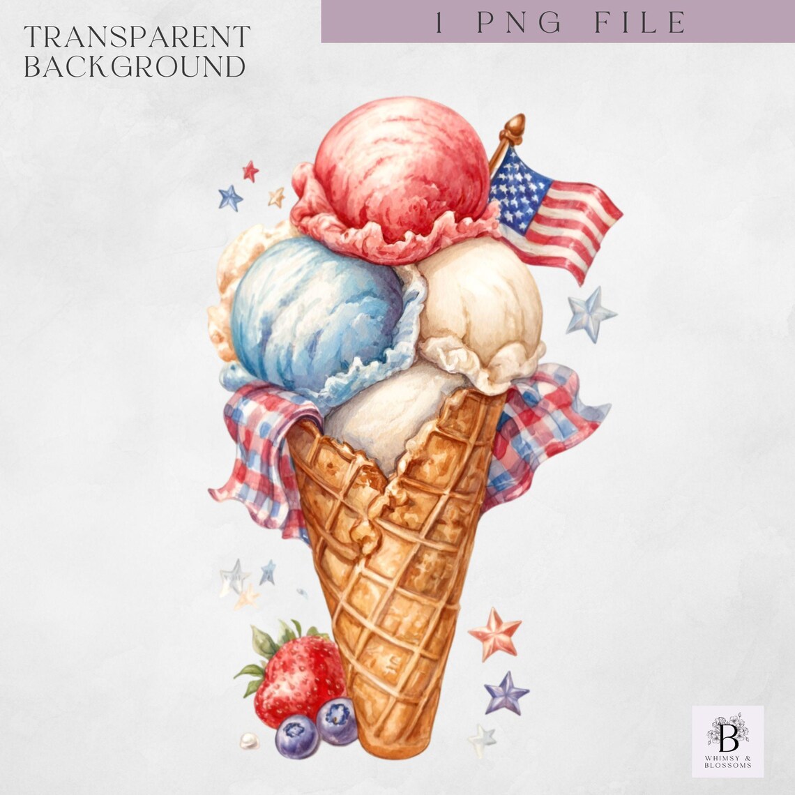 Fourth of July Ice Cream Clipart - Summer Clipart - Ice Cream Clipart ...