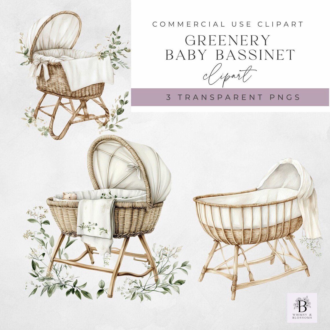 Baby Bassinet Clipart - Greenery Bassinet Clipart - High Quality ...