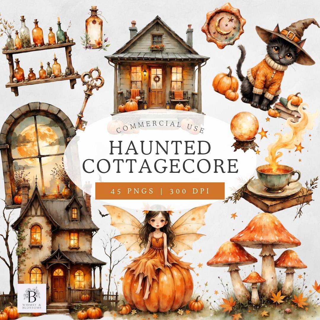 Haunted Cottagecore Clipart Bundle | Spooky Autumn Pngs | Halloween ...