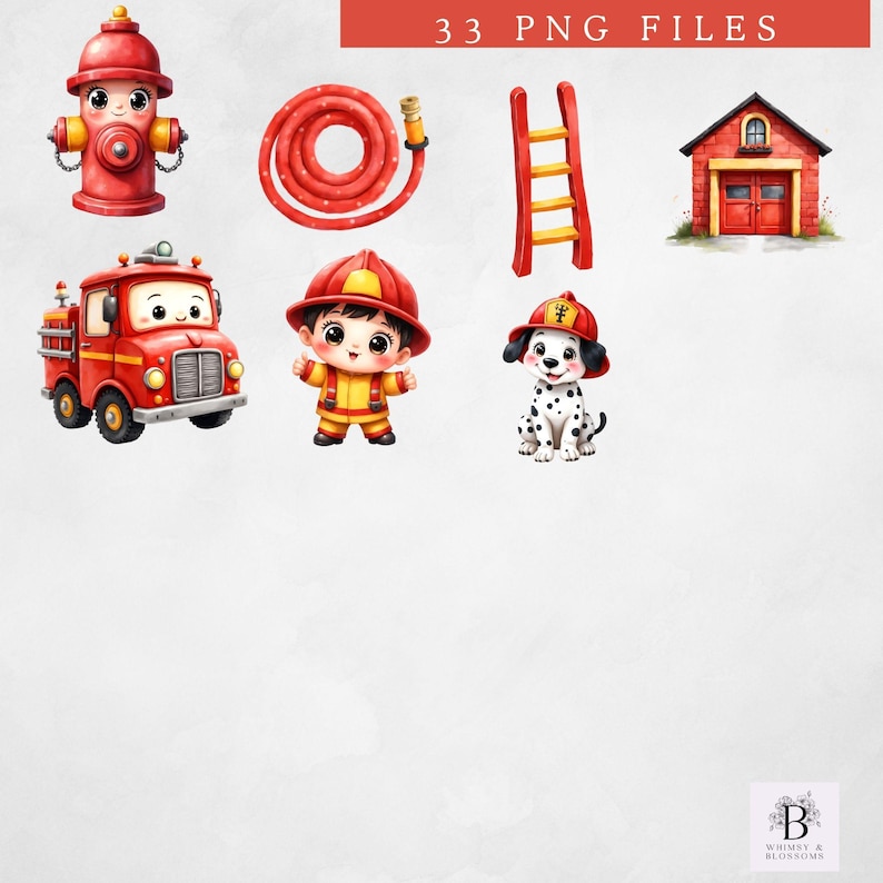Firefighter Clipart | Cute Fire Truck PNG | Kids Firefighter PNG | Fire ...