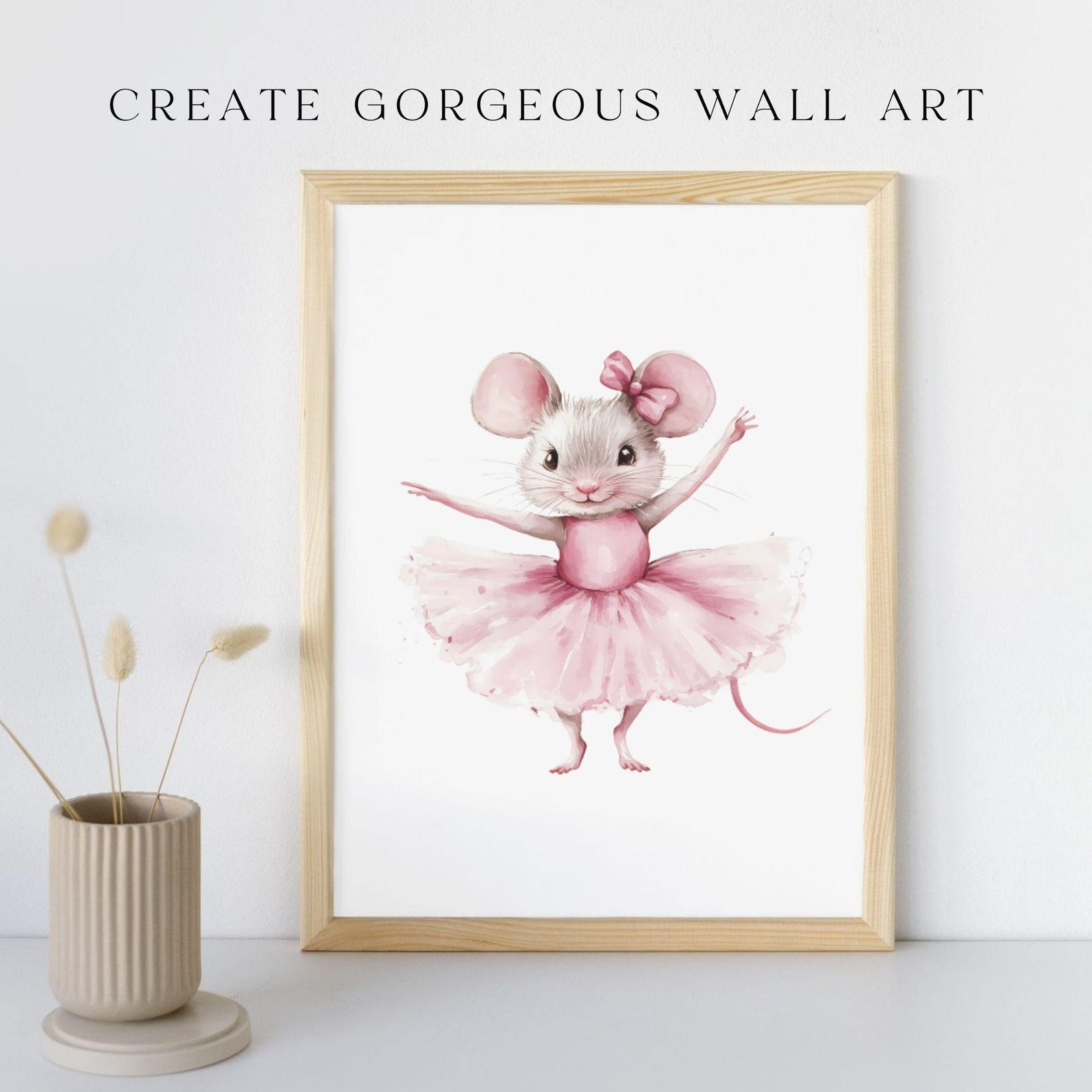Pink Ballet Mouse Clipart - Ballerina Mouse PNG - Watercolor Ballet ...