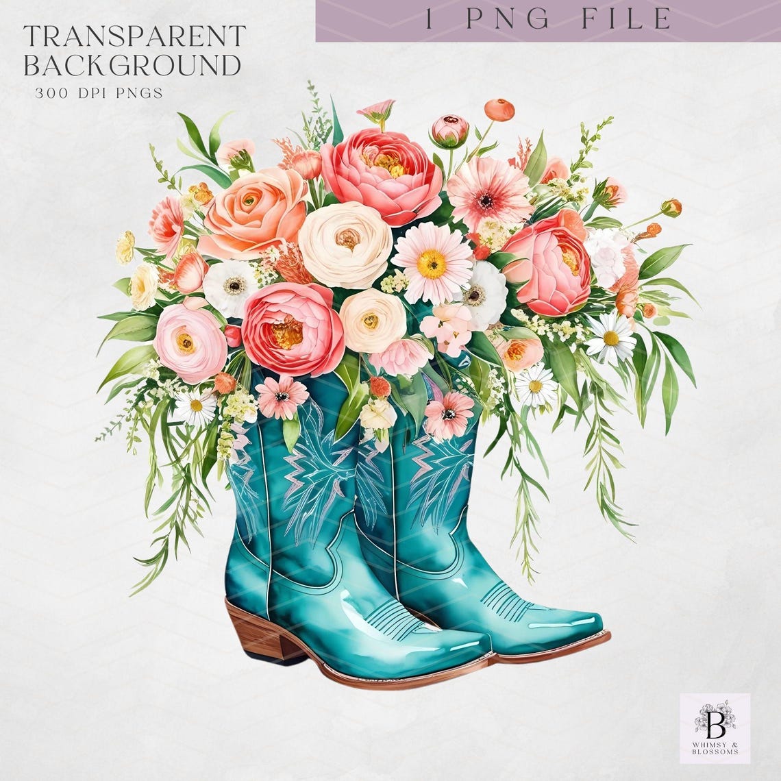 Cowgirl Boots With Flowers Clipart- Turquoise Cowgirl Boot Clipart ...