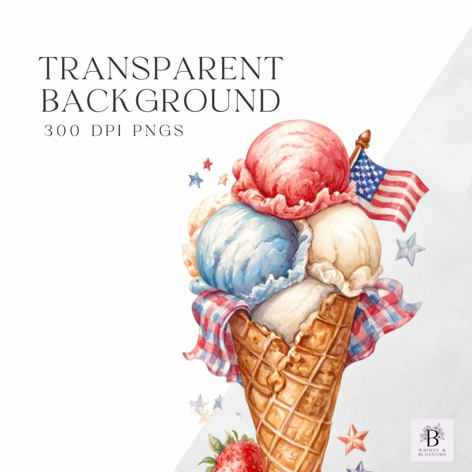 Fourth of July Ice Cream Clipart - Summer Clipart - Ice Cream Clipart ...