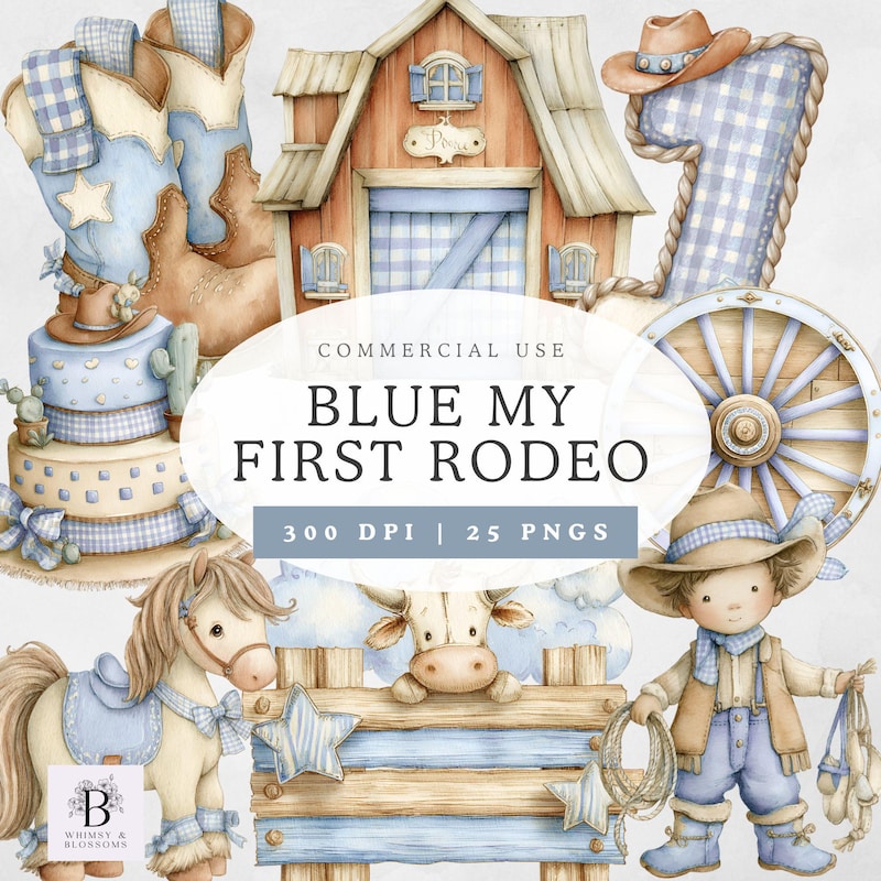 First Rodeo Blue Clipart - Etsy