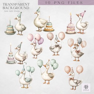 Silly Goose Birthday Clipart Pack - Vintage Goose PNG - Birthday ...
