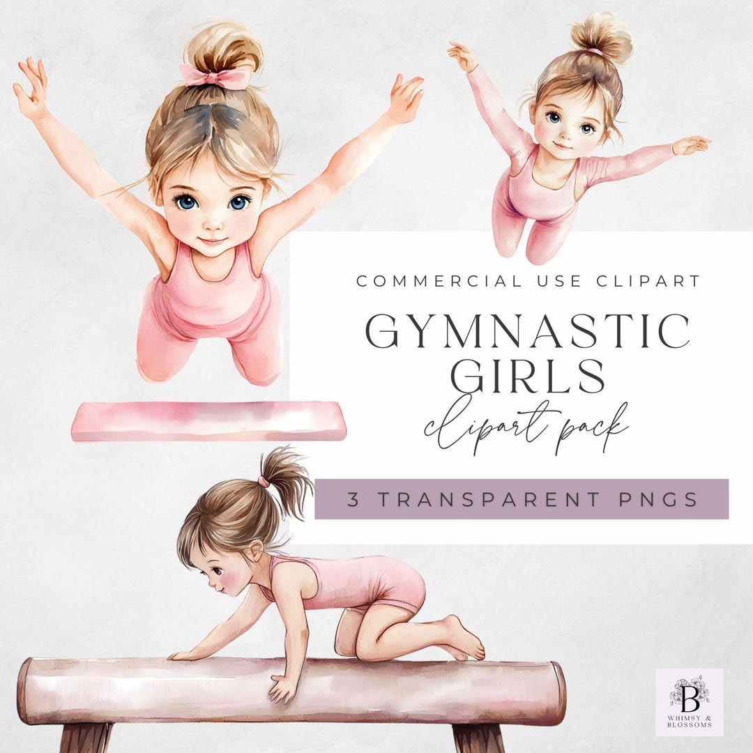 Watercolor Gymnastics Girl Clipart - Watercolor Gymnastics Clipart - 3 ...