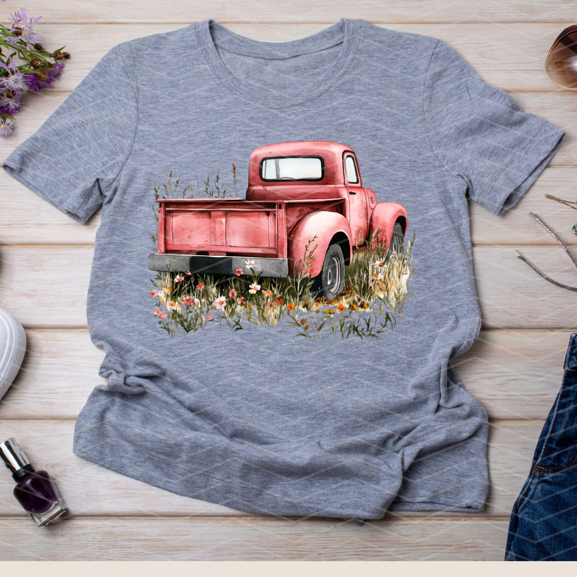 Watercolor Spring Truck Clipart, Wildflower Vintage Trucks, Yellow ...