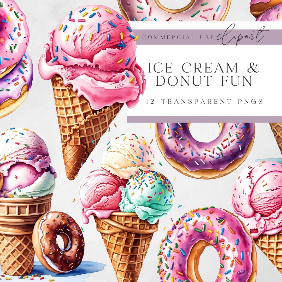 Donuts and Icecream Clipart - Donut & Icecream PNG for Commercial Use ...