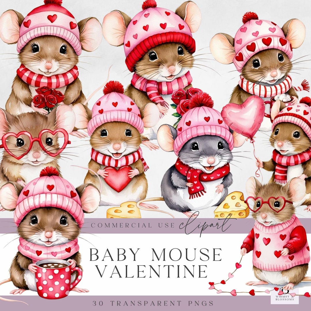 Baby Mouse Valentine Clipart Png - Valentines Day Mouse Clipart - High ...