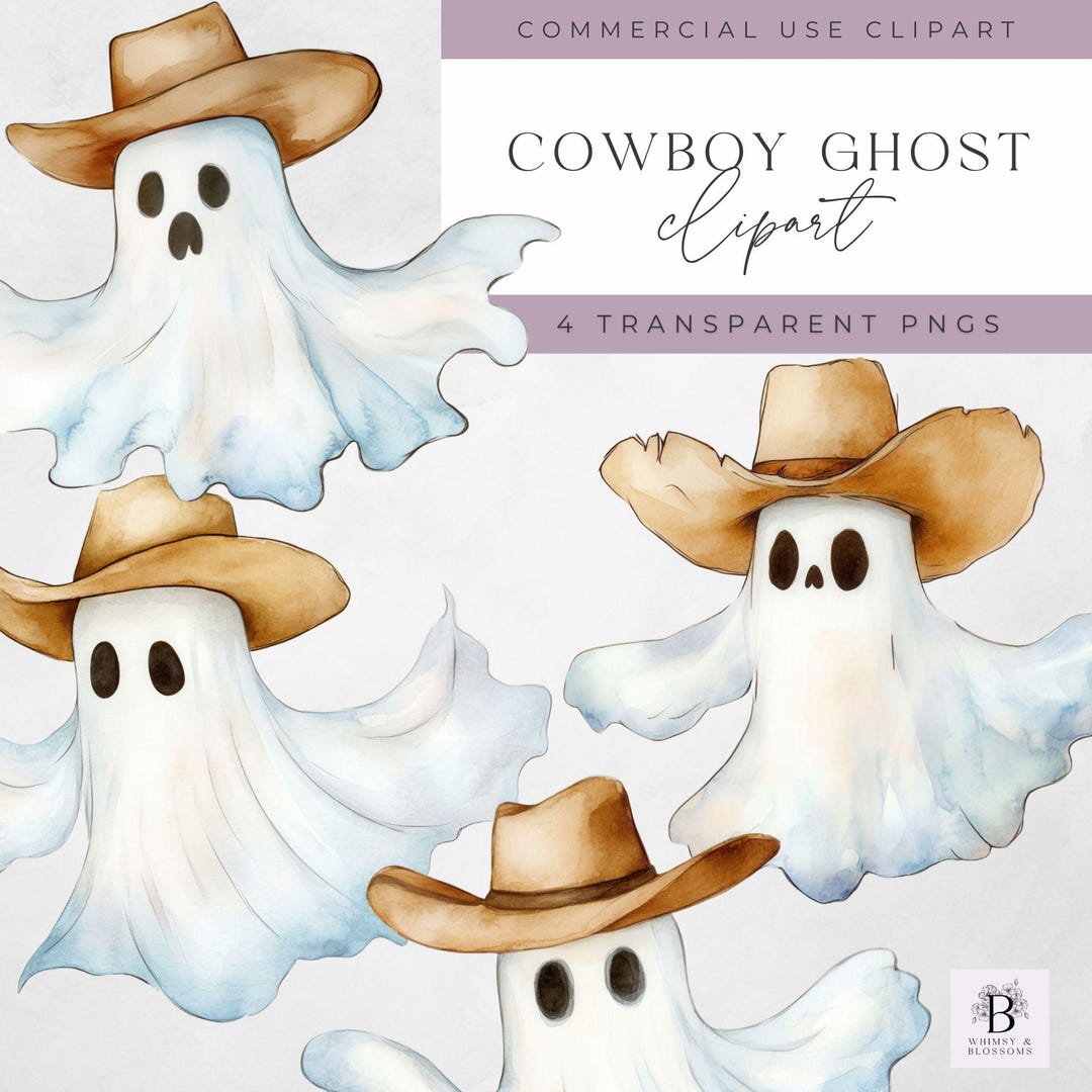 Cowboy Ghosts Clipart- Western Ghost Clipart - High Quality - Instant ...