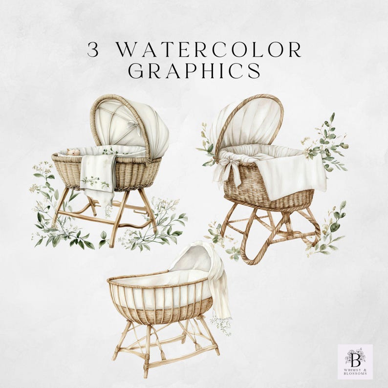 Baby Bassinet Clipart - Greenery Bassinet Clipart - High Quality ...