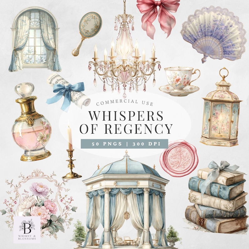Whispers of Regency Clipart Set | Regency Aesthetic Graphics | Vintage ...