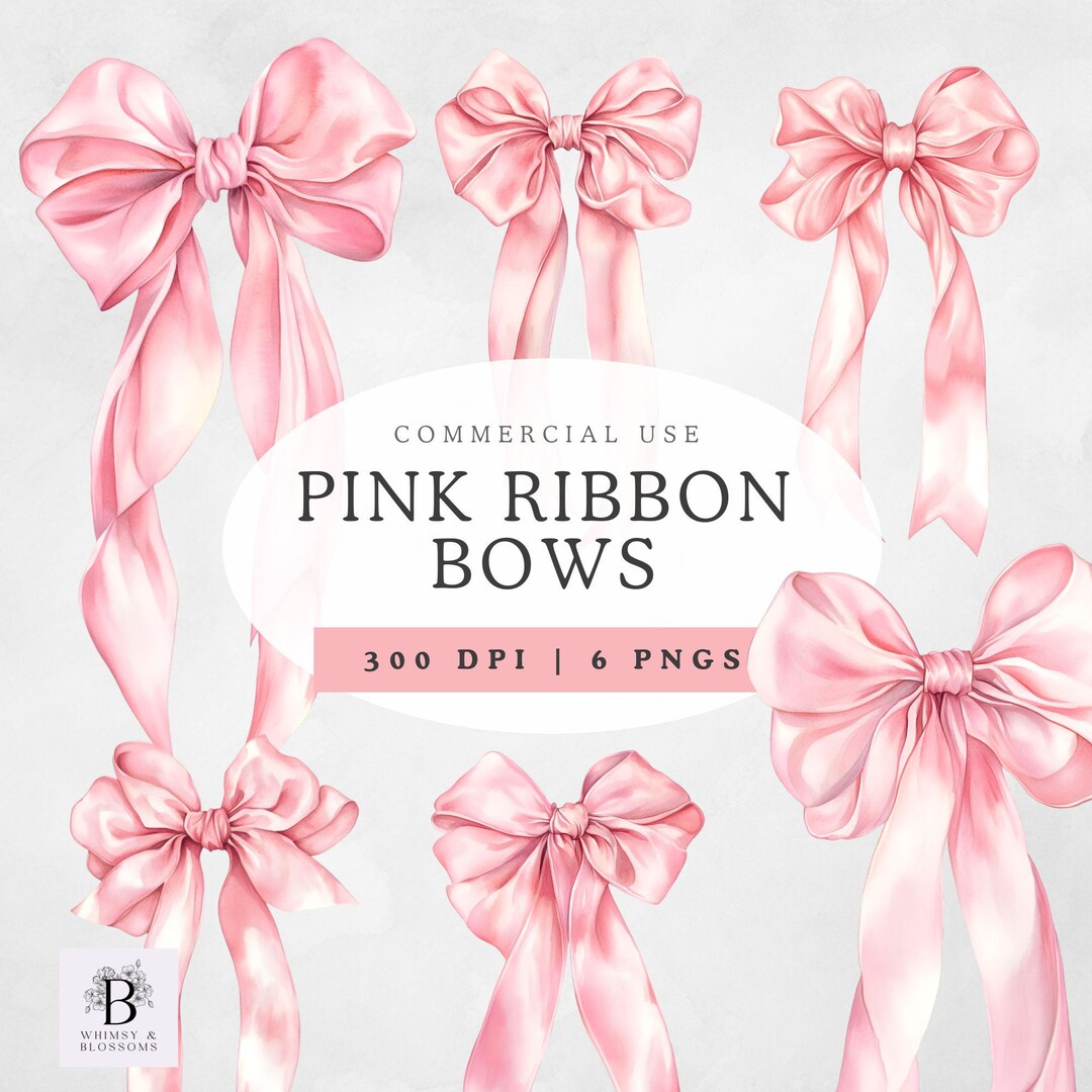 Light Pink Bow Png, Cute Pink Ribbons, Coquette Bow Clipart, Watercolor ...