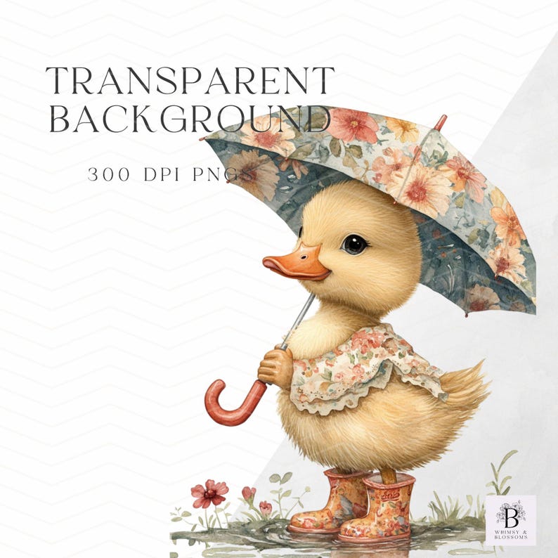 Spring Duckling Clipart, Spring Rainboots Duck PNG, Easter, Umbrella ...