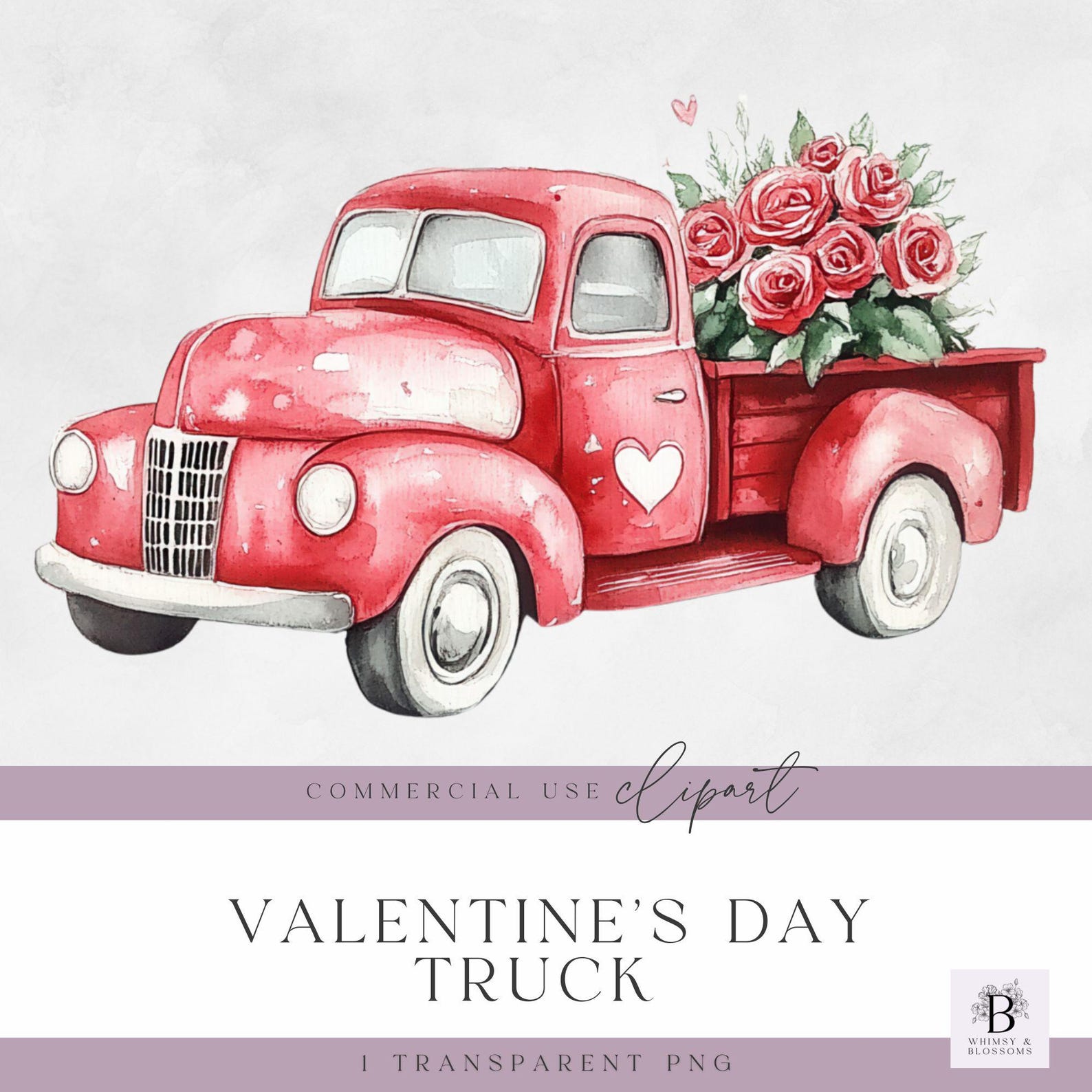 Valentine Truck Clipart - Vintage Valentine Truck Clipart - Red and ...