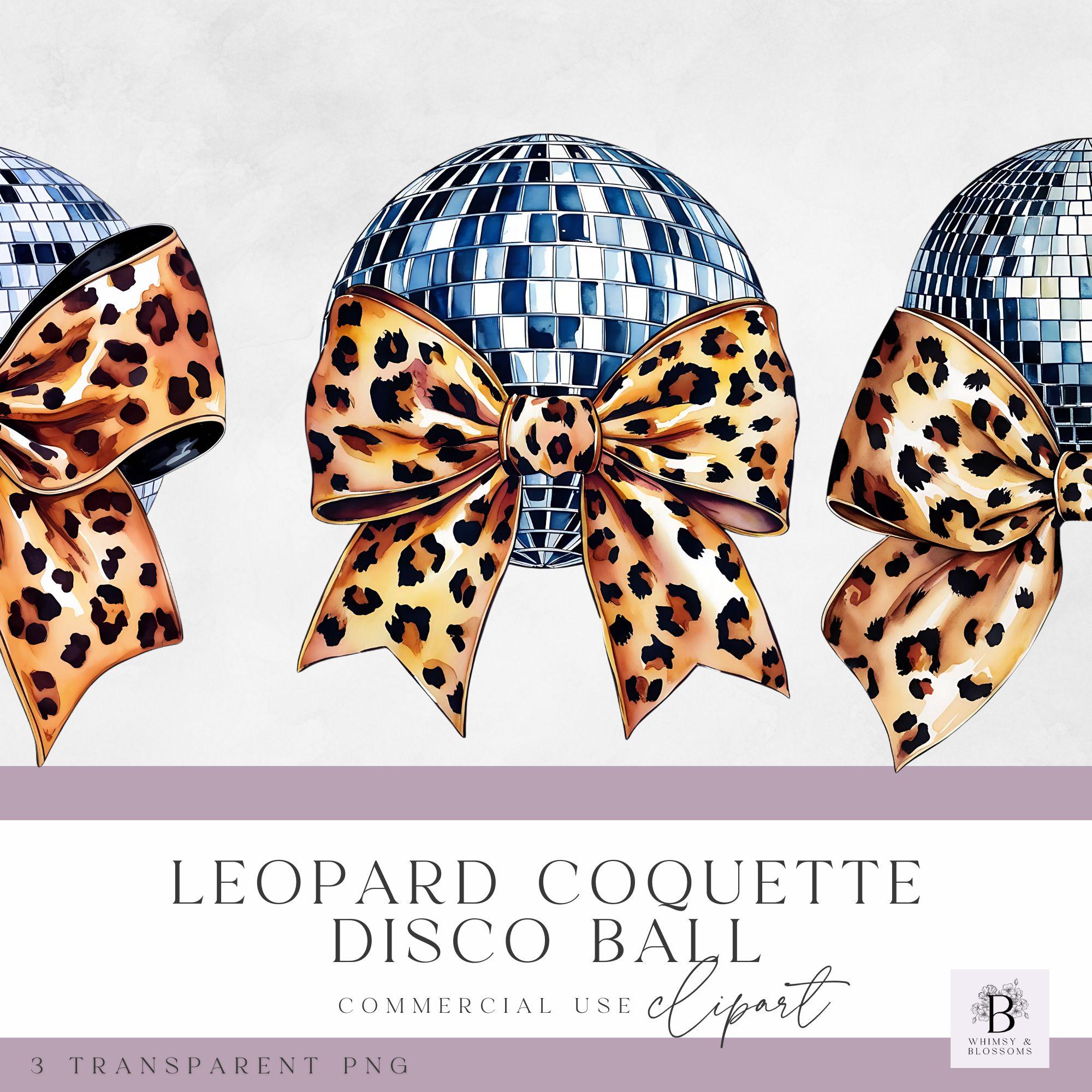 Leopard Bow Disco Ball PNG - Disco Ball Clipart - Leopard Coquette ...