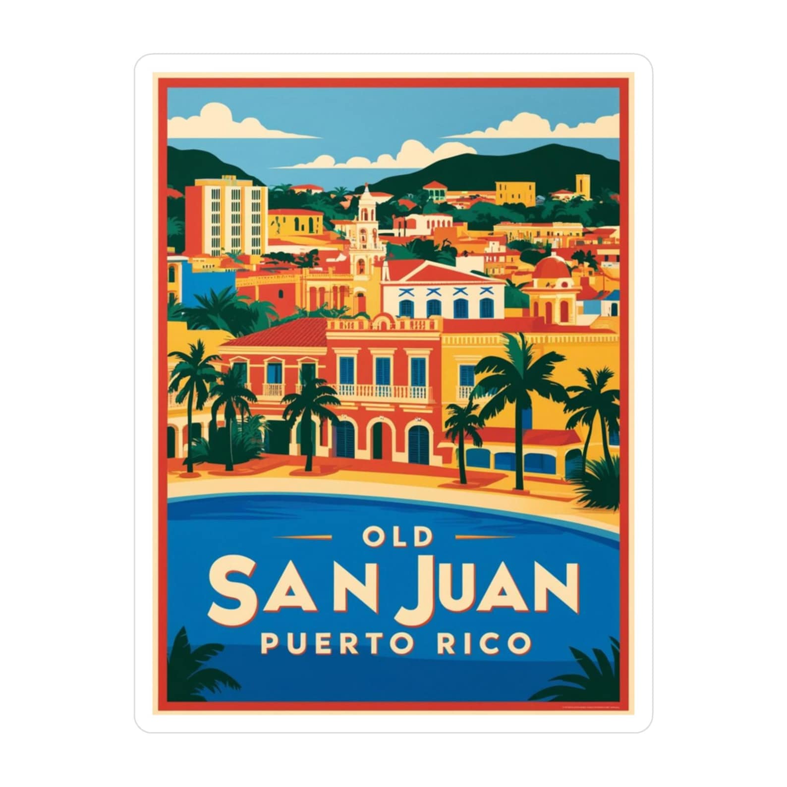 Puerto Rico Old San Juan Travel Sticker - Planner Supplies, Traveler ...