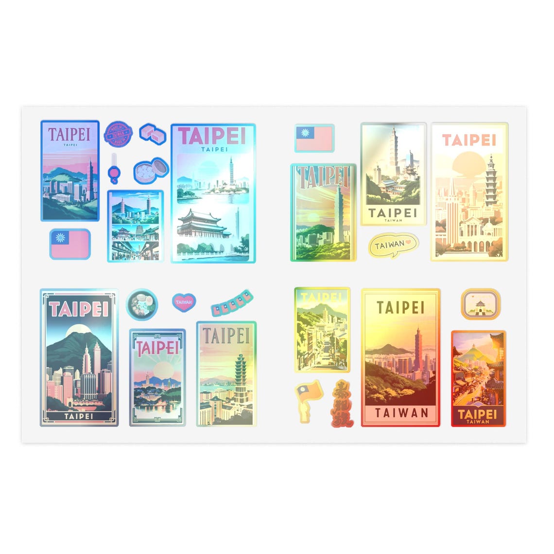 Taipei Taiwan Travel Destination Sticker Sheets - Planner Supplies ...