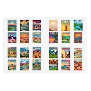 Asia Travel Destination Sticker Sheets - Italy, Spain, France Stickers ...