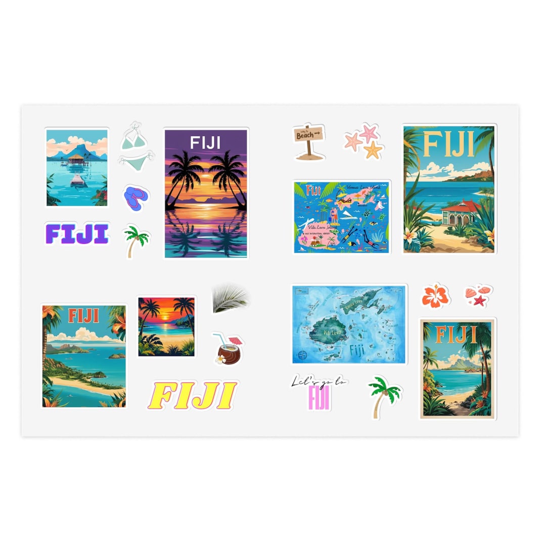Fiji Travel Destination Sticker Sheets - Planner Supplies, Traveler ...