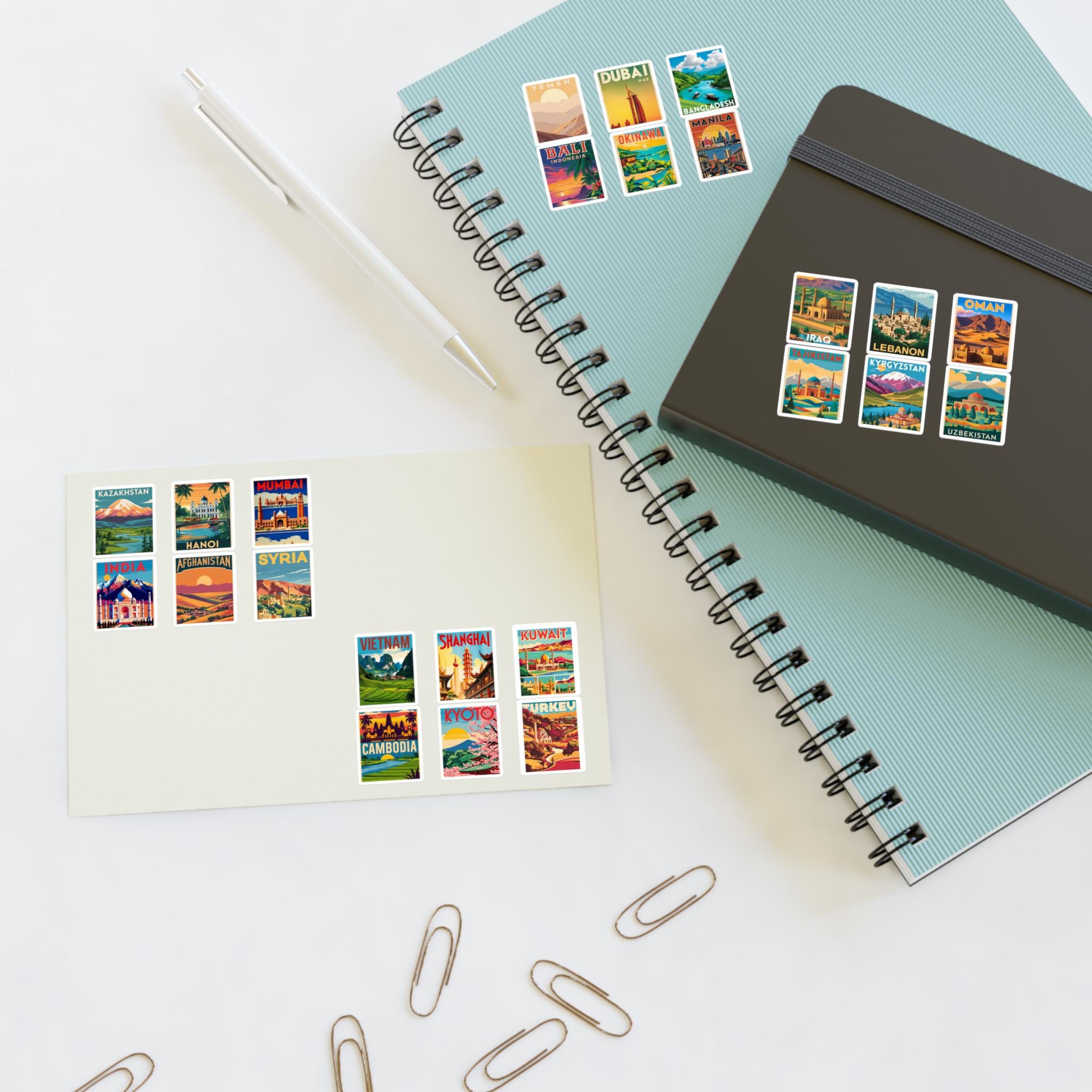 Asia Travel Destination Sticker Sheets - Italy, Spain, France Stickers ...