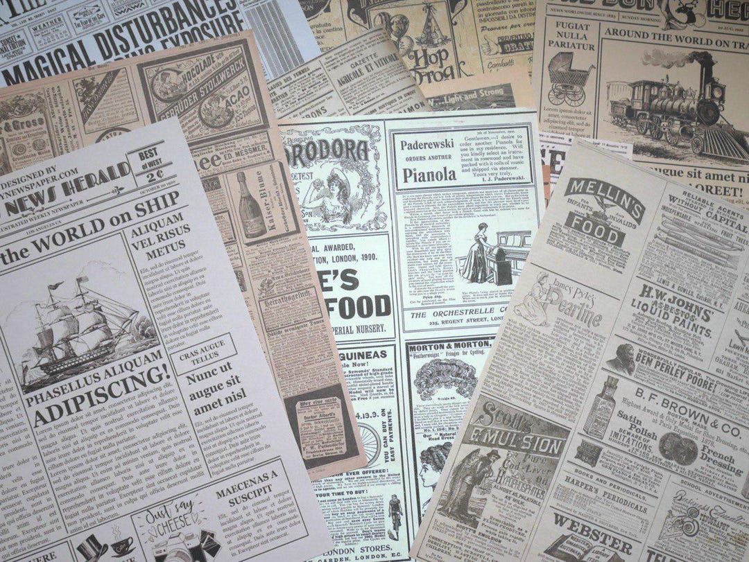 15 Pieces of Newspaper Paper Ephemera Pack, Aged Newspapers, Random ...