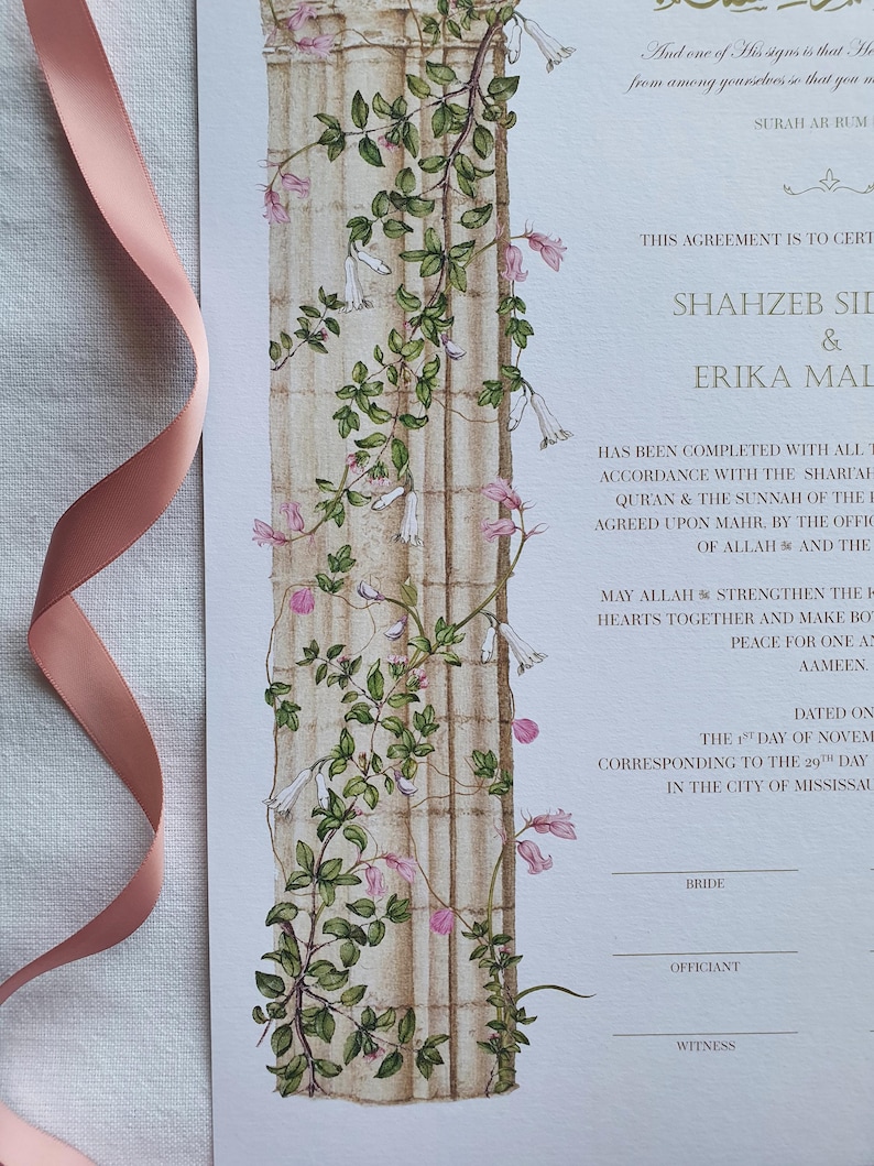 Luxury Nikah Contract, Arch B Nikah Certificate, Islamic Wedding ...