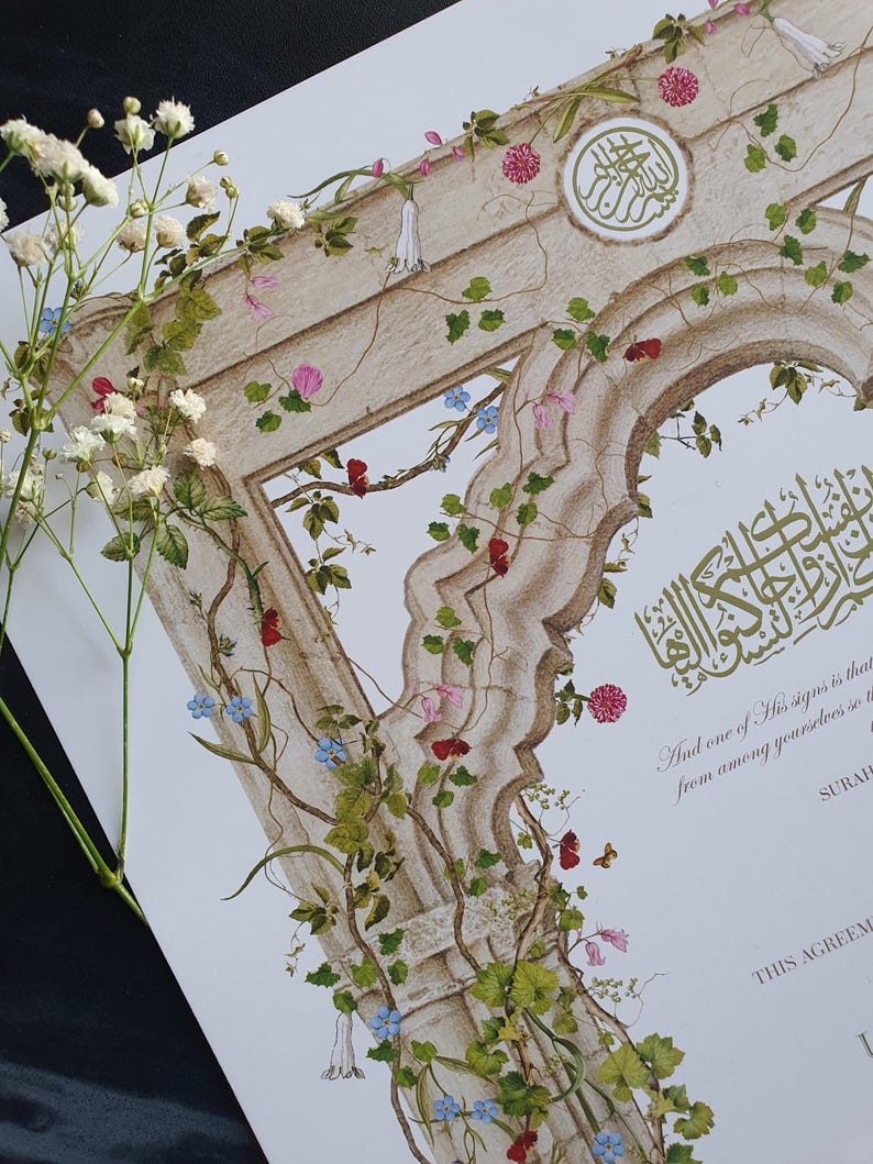 Luxury Nikah Contract, Arch B Nikah Certificate, Islamic Wedding ...