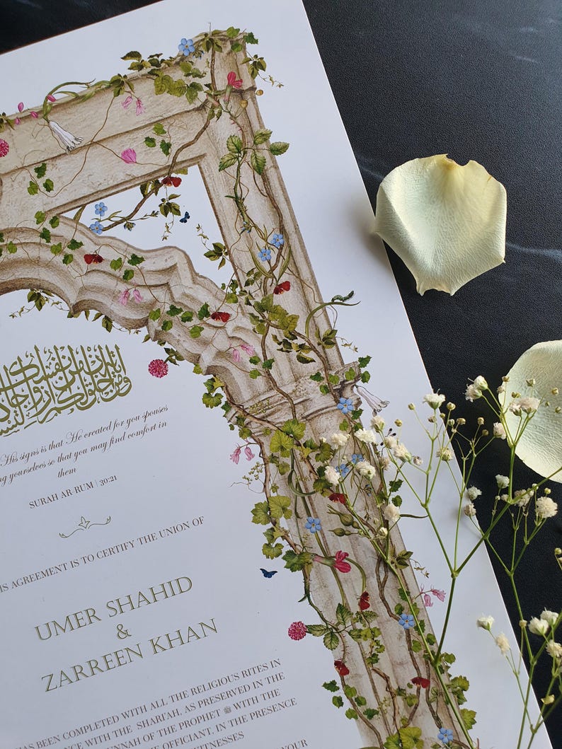 Luxury Nikah Contract, Arch B Nikah Certificate, Islamic Wedding ...