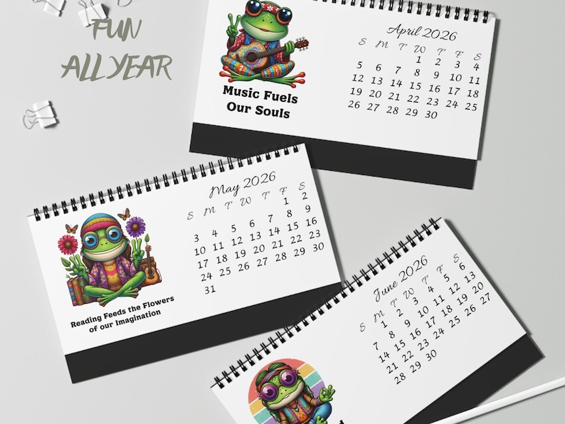 Funny Frog Calendar 2026, Cute Frog Lover Gift, Best Friend Desk ...