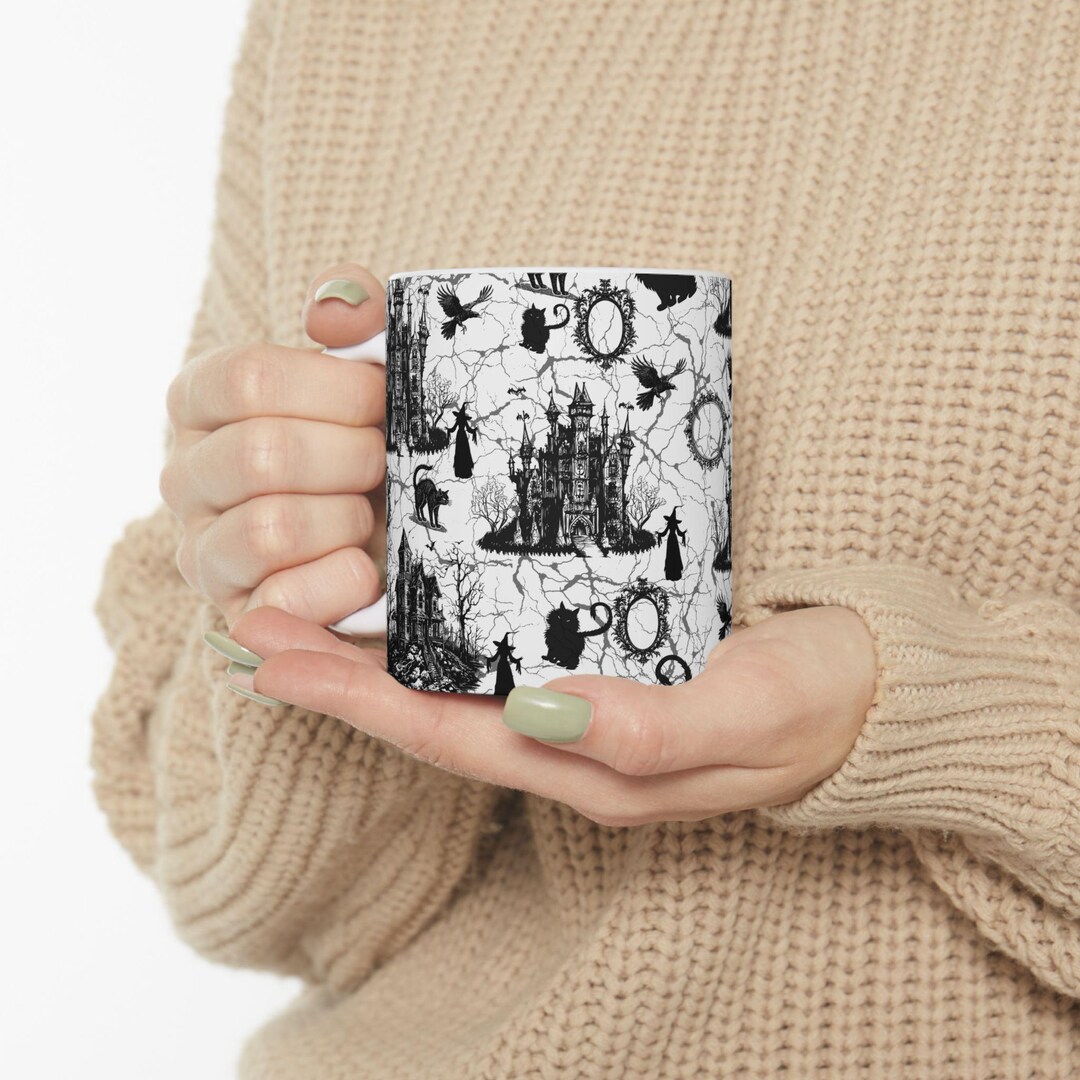 Vintage Haunted Castle Design, Spooky Scene Gothic Mug, Ceramic Coffee ...