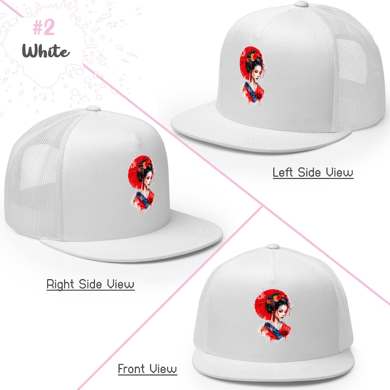 Geisha Tattoo Snapback Hat | Japanese Art Flat‑bill Trucker Cap ...