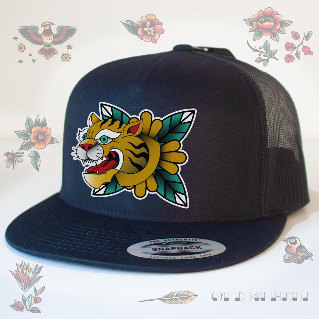Tiger Trucker Cap sailer Jerry Tattoo Style Hip Hop Hat With Flat Bill ...