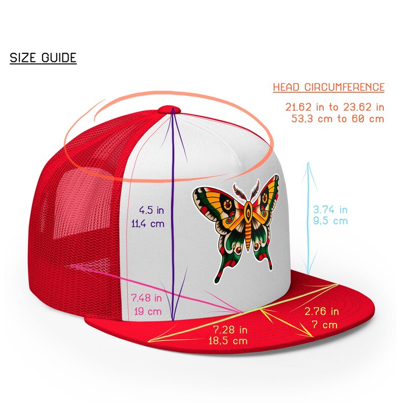 Moth Tattoo Trucker Hat | Sailor Jerry Traditional Tattoo Snapback ...