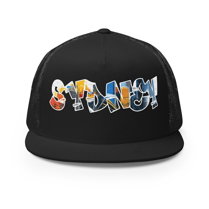 Sydney City Graffiti Trucker Cap Flat Bill Hat High Profile Snapback ...