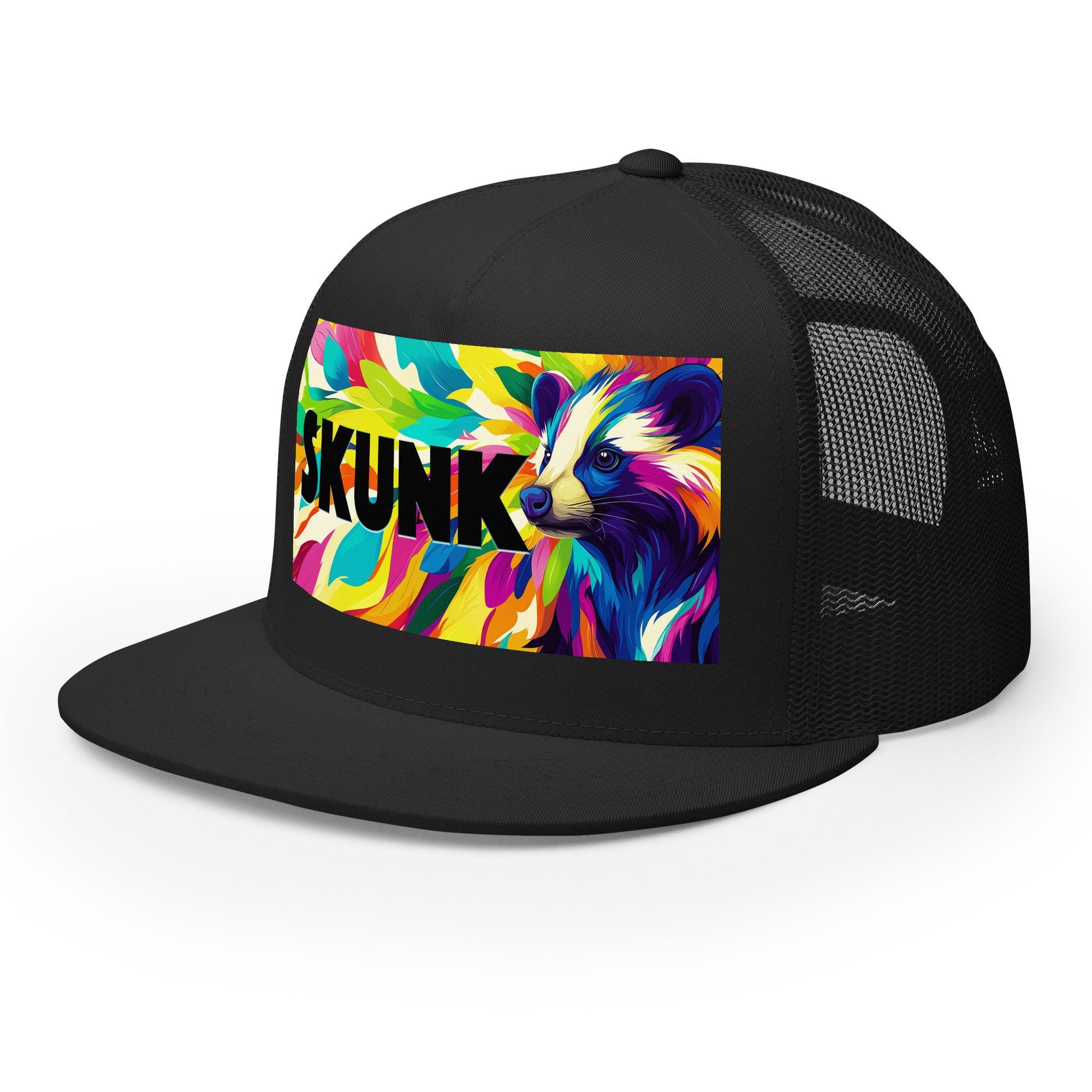 Skunk Trucker Hat Pop Art High Quality Mesh Trucker Cap Flat Visor High ...