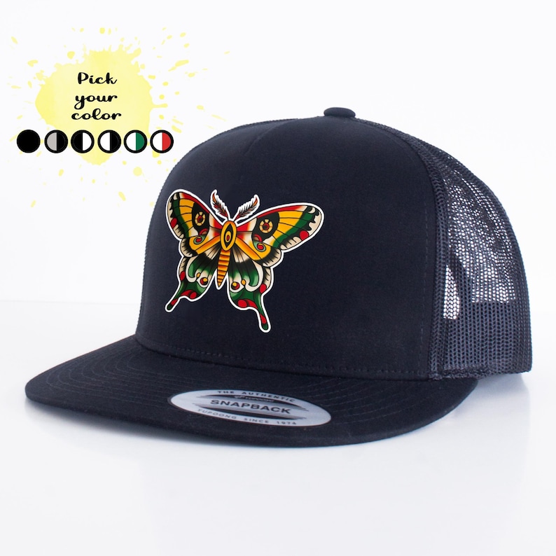 Moth Tattoo Trucker Hat | Sailor Jerry Traditional Tattoo Snapback ...