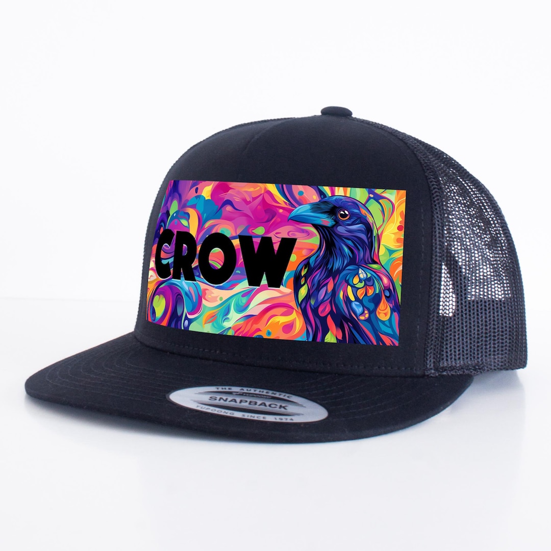 Crow Trucker Hat - Raven Bird Flat Brim Snapback - Witch Gift - Etsy