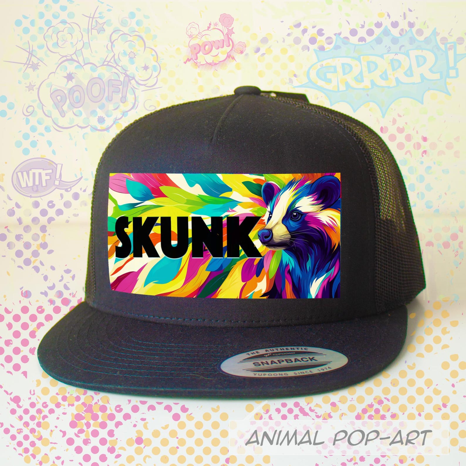 Skunk Trucker Hat Pop Art High Quality Mesh Trucker Cap Flat Visor High ...