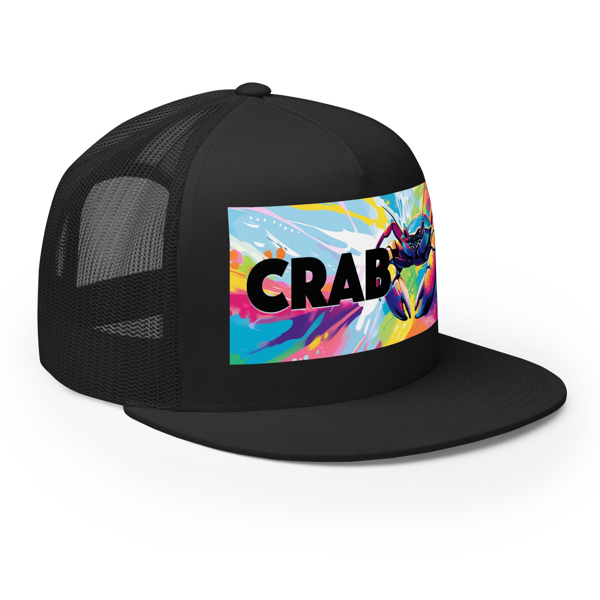 Crab Trucker Hat Pop Art High Quality Mesh Trucker Cap Flat Visor High ...