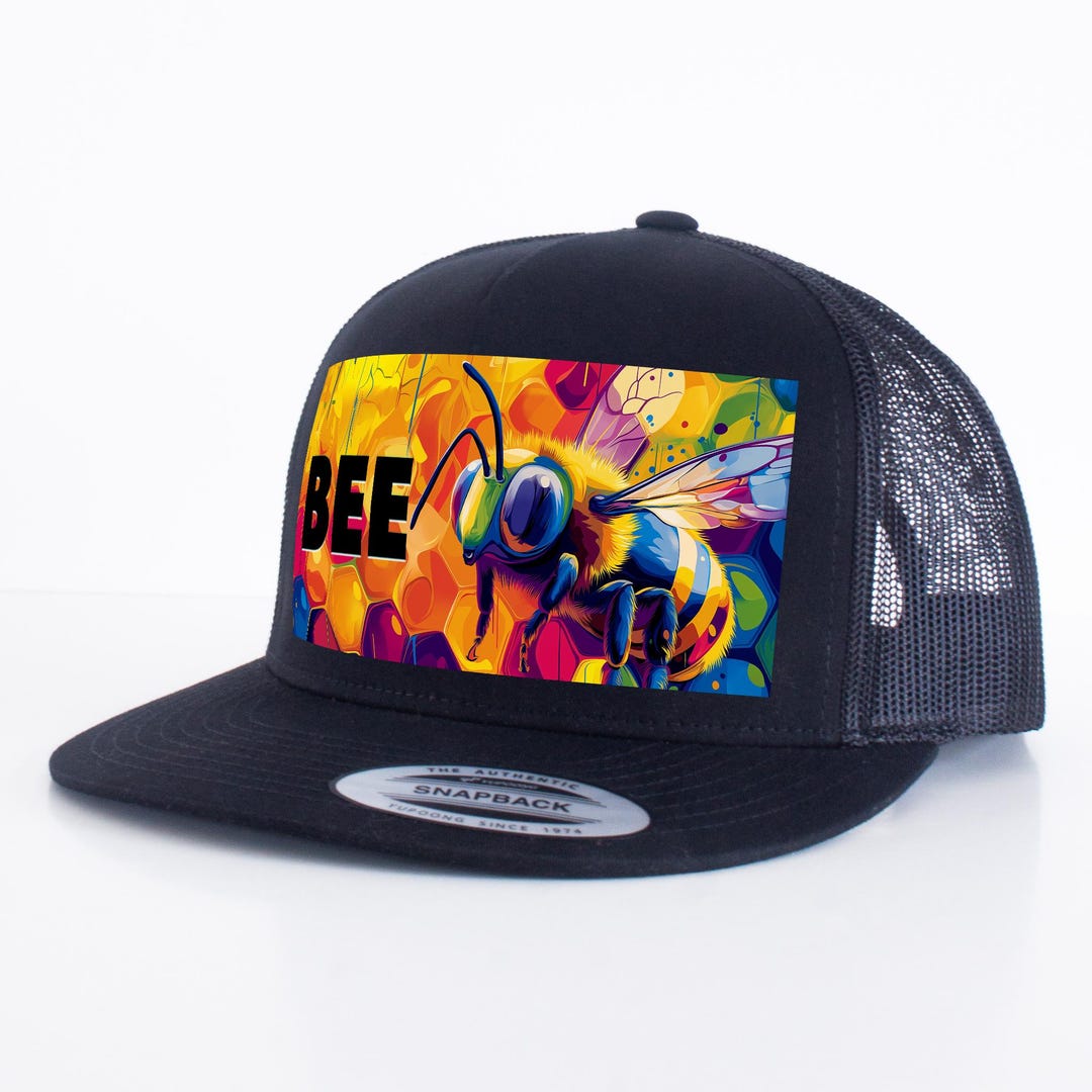 Honey Bee Hat - Animal Trucker Cap With Flat Bill, Mesh and Adjustable ...