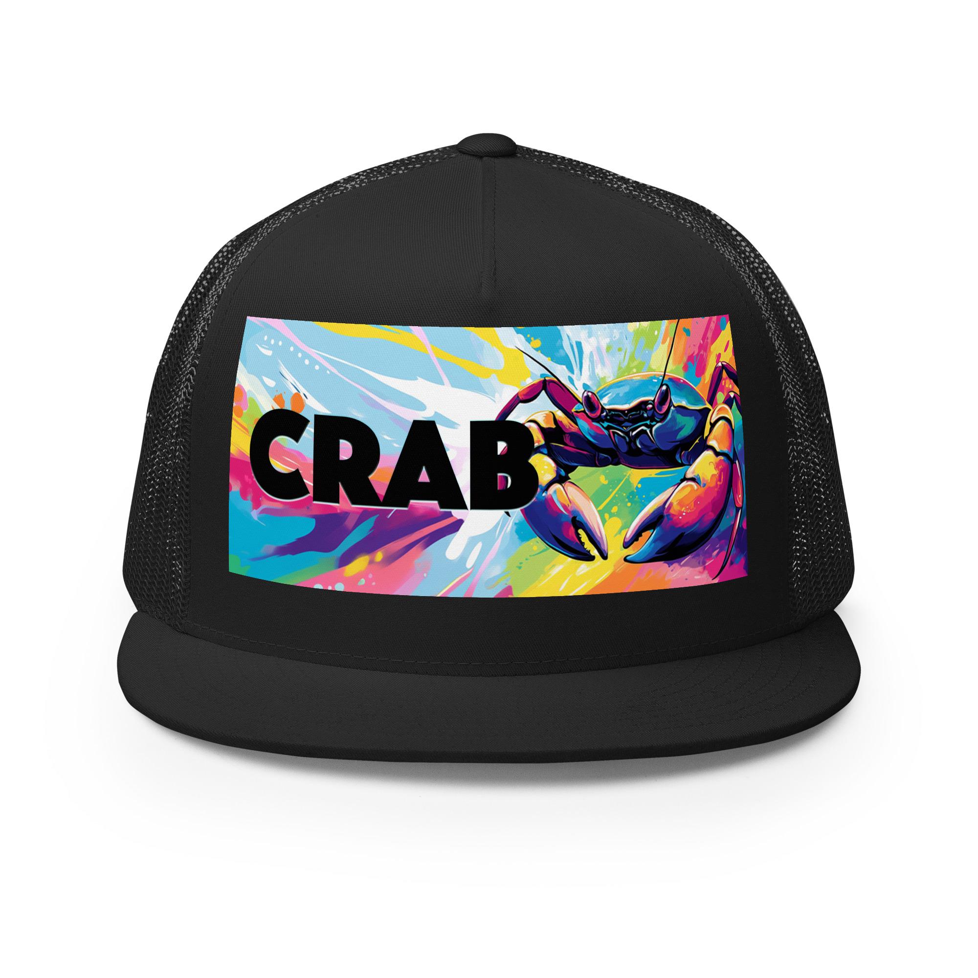 Crab Trucker Hat Pop Art High Quality Mesh Trucker Cap Flat Visor High ...