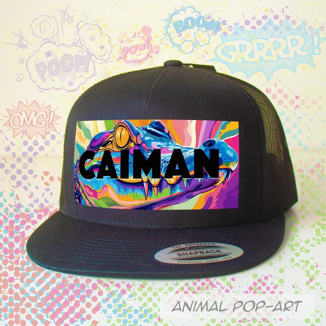 Caiman Trucker Hat Pop Art High Quality Mesh Trucker Cap Flat Visor ...