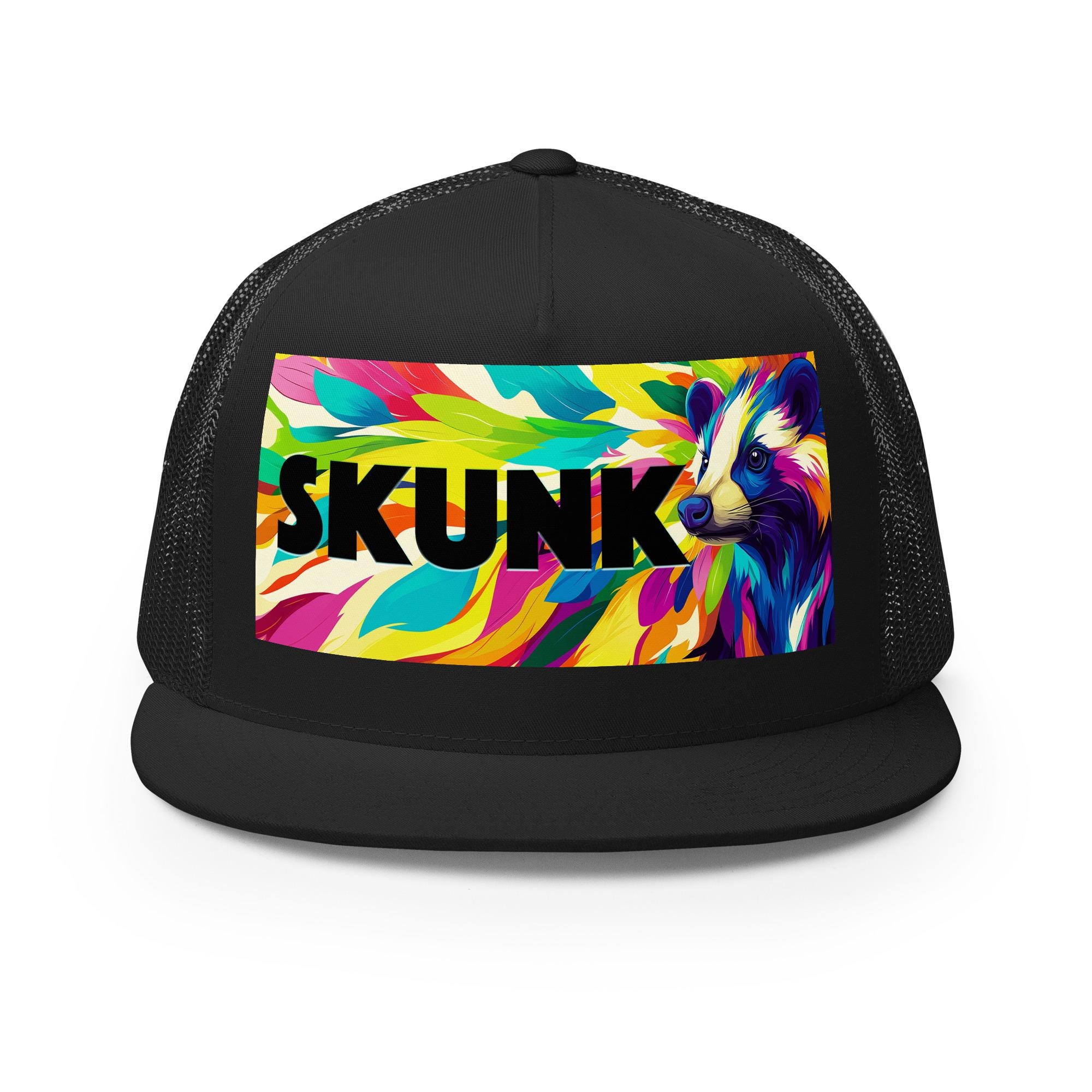 Skunk Trucker Hat Pop Art High Quality Mesh Trucker Cap Flat Visor High ...