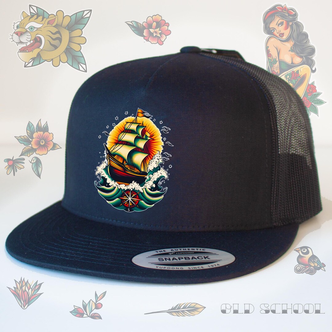 Nautical Compass Tattoo Trucker Cap sailer Jerry Style Tattoo Artwork ...