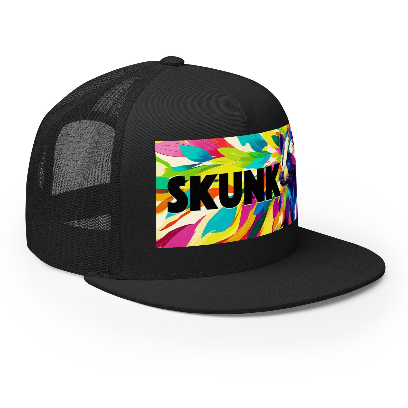 Skunk Trucker Hat Pop Art High Quality Mesh Trucker Cap Flat Visor High ...